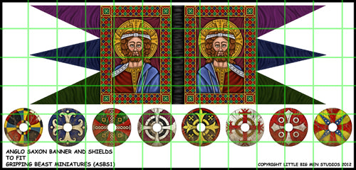 Anglo Saxon banner and shields - Little Big Men Studios