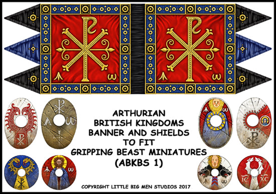 Arthurian Saga banner and shields sheet 1 - Little Big Men Studios